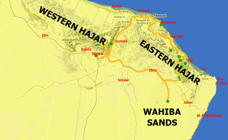 Akhdar Mountains Map
